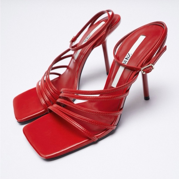 Zara | Shoes | Zara Red High Heels With Thin Straps | Poshmark